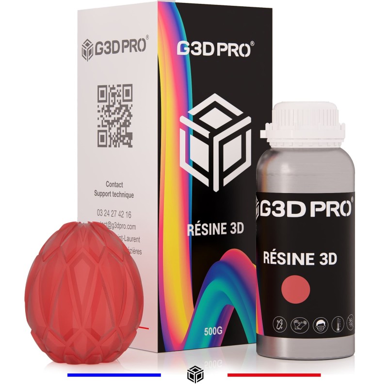 Résine 3D G3D PRO Standard Translucide Rouge 500g - Lisse & précise