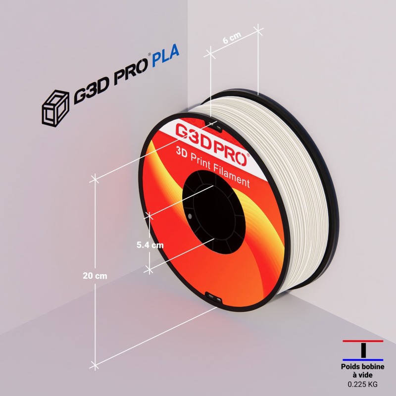 Filament PLA-FS 1kg G3D PRO Blanc (FDA) - Impression 3D - Grossiste 3D