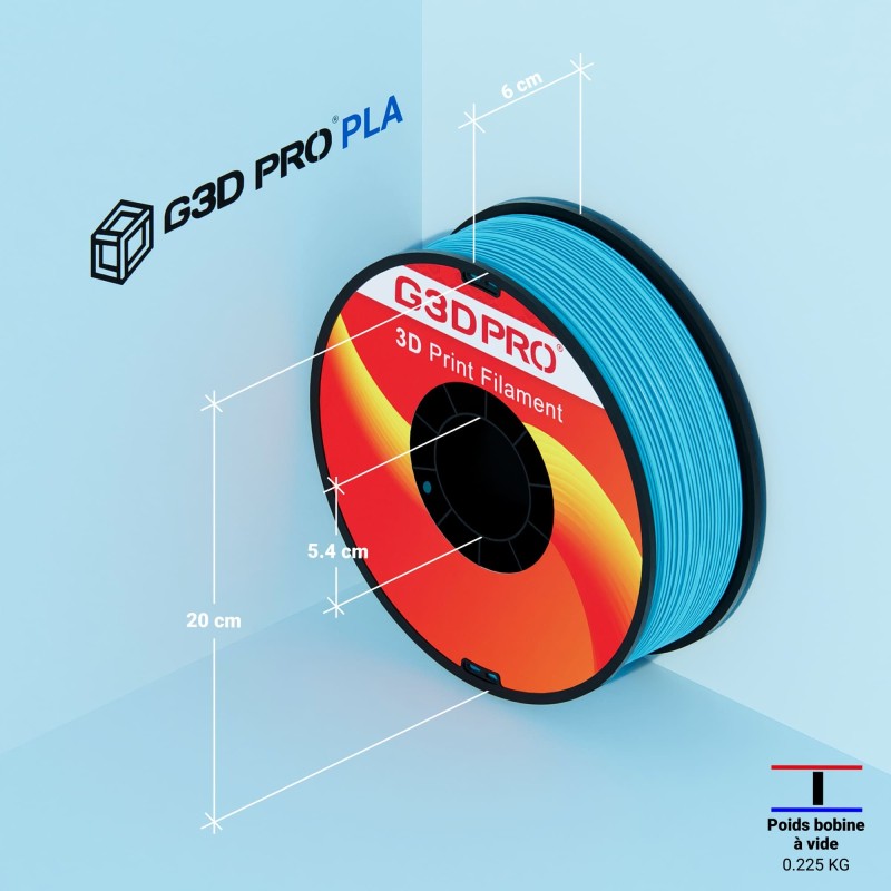 Filament 3D PLA Bleu Turquoise 1 kg 1.75 mm - G3D PRO