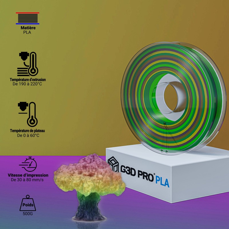 Fil 3D PLA 500g 1.75 mm Multicolor Printemps - Dégradé translucide