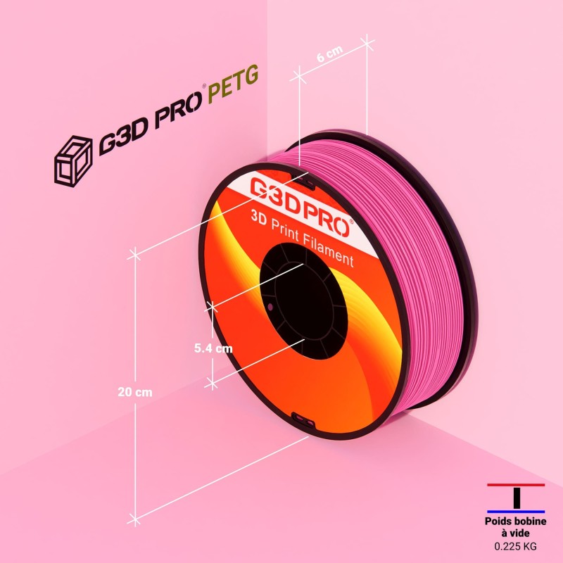 Filament Rose G3D PRO PETG 1Kg 1.75mm - Grossiste 3D